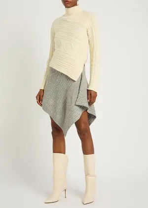 Staud Veer Asymmetric Cable-knit Skirt