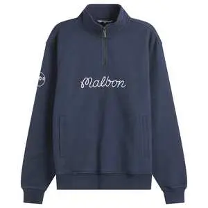 MALBON Collegiate Quarter-zip Sweatshirt - Navy