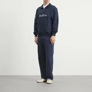 MALBON Collegiate Quarter-zip Sweatshirt - Navy