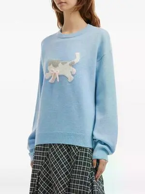 B+AB Appliqué Crew-neck Sweater - Blue
