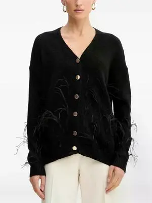 FRACOMINA Feather Trim Cardigan - Black