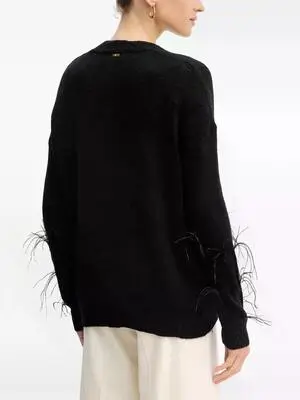 FRACOMINA Feather Trim Cardigan - Black
