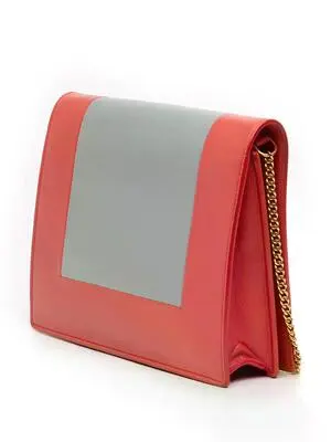 Celine 2017 Leather Frame Wallet On Chain Crossbody Bag - Red