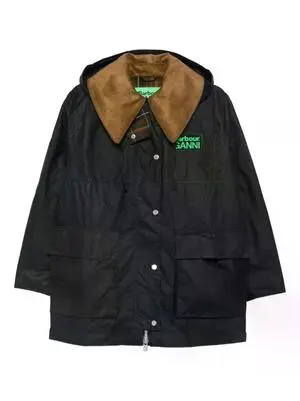 Barbour X Ganni Waxed Duffle Coat - Black
