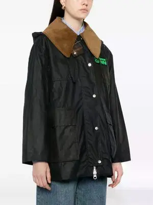 Barbour X Ganni Waxed Duffle Coat - Black