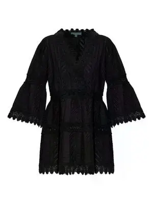 Melissa Odabash Lace V-neck Mini Dress - Black