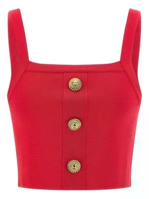 Balmain Button-detail Top - Red