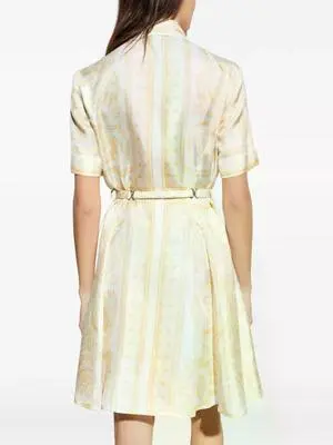 Versace Barocco Print Silk Mini Shirt Dress