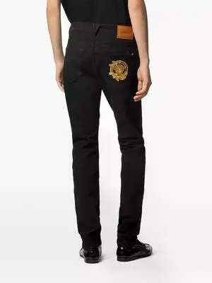 Versace Medusa Embroidery Jeans - Black