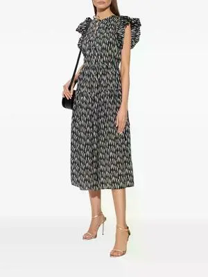 Ulla Johnson Kairi Ruffled Print Midi Dress - Black