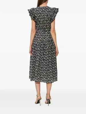Ulla Johnson Kairi Ruffled Print Midi Dress - Black