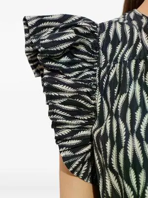 Ulla Johnson Kairi Ruffled Print Midi Dress - Black