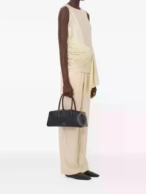 Loulou De Saison Fonda Striped Draped Silk Top - Neutrals