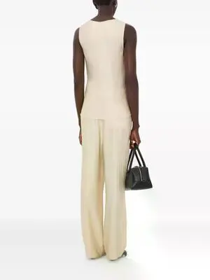 Loulou De Saison Fonda Striped Draped Silk Top - Neutrals