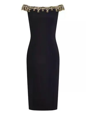 Jenny Packham Valorie Embellished Midi Dress - Black