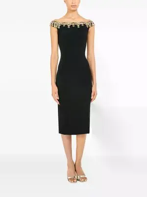 Jenny Packham Valorie Embellished Midi Dress - Black