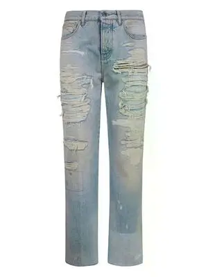 Amiri Distressed Camouflage Patch Denim Jeans