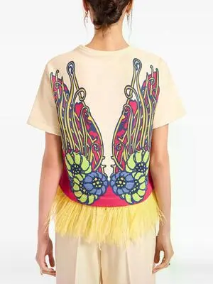 La DoubleJ Floral Feather T-shirt - Neutrals