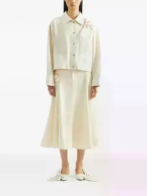 Erdem Floral-appliqué Cropped Denim Jacket