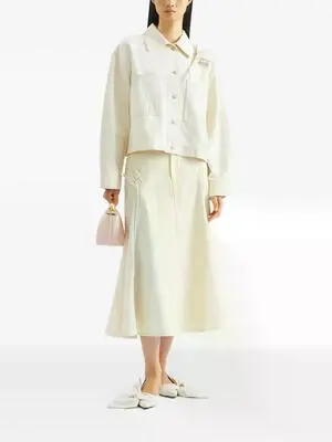 Erdem Floral-appliqué Cropped Denim Jacket
