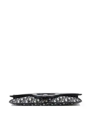 Dior Fold Over Oblique Canvas Clutch Bag - Blue