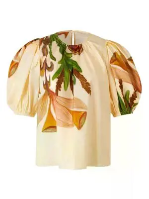 Ulla Johnson Las Olas Botanical-print Top - Neutrals
