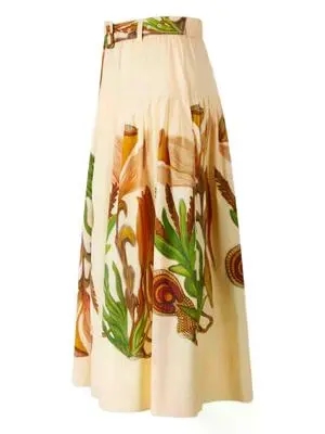 Ulla Johnson Botanical Print Belted Midi Skirt