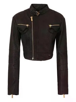 Just Cavalli Snakeskin-effect Biker Jacket