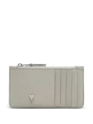 AMI Paris De Coeur Leather Cardholder - Grey