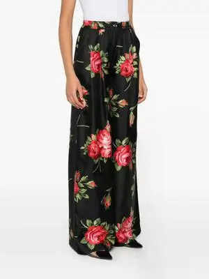 Dolce & Gabbana Floral-print Trousers - Black