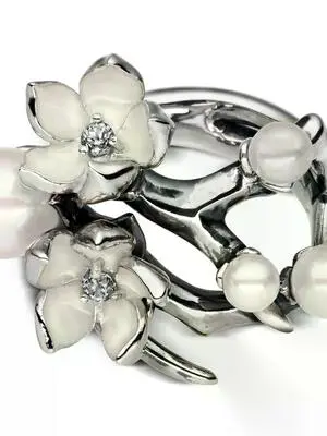 SHAUN LEANE Sterling Pearl Flower Ring