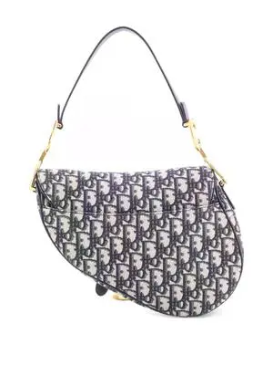 Dior Saddle Oblique Canvas Medium Shoulder Bag With Strap - Blue