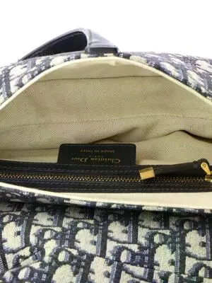 Dior Saddle Oblique Canvas Medium Shoulder Bag With Strap - Blue