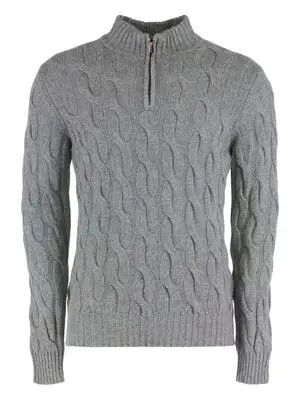 MOORER Cable-knit Zip Sweater