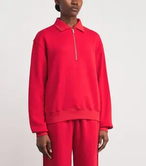 Eterne French Terry Polo Sweatshirt - Red
