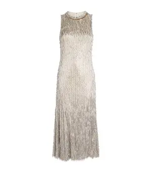 Cinq À Sept Embellished Izara Midi Dress - Silver