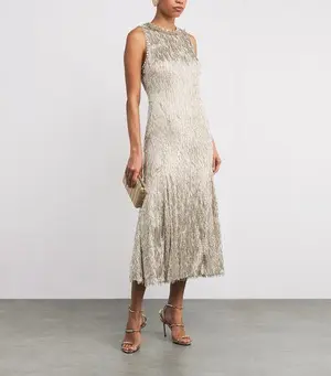 Cinq À Sept Embellished Izara Midi Dress - Silver