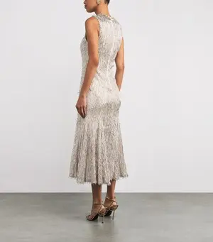 Cinq À Sept Embellished Izara Midi Dress - Silver