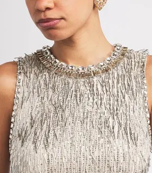 Cinq À Sept Embellished Izara Midi Dress - Silver