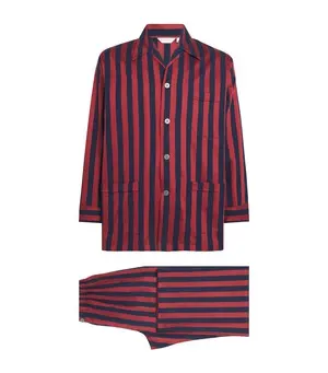 Derek Rose Royal Cotton Stripe Pyjamas - Navy