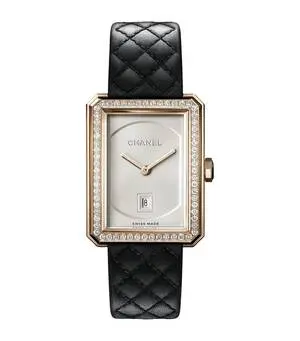 Chanel Yellow Gold And Diamond Boy·friend Watch - Black