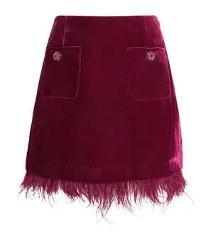 Cinq À Sept Velvet Mini Skirt - Red