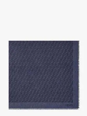Fendi Ff Cotton And Wool Shawl - Blue