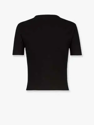 Fendi Ribbed Cotton T-shirt - Black