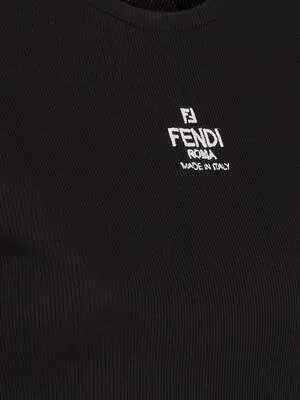 Fendi Ribbed Cotton T-shirt - Black