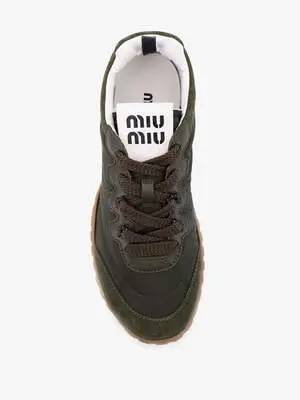 Miu Miu Technical Fabric And Suede Tyre Sneakers
