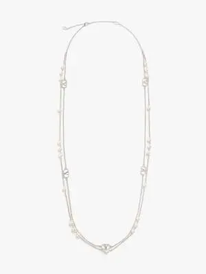 Valentino Garavani Metal And Pearls Vlogo Signature Necklace - Silver
