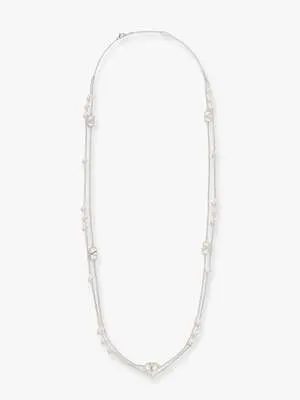 Valentino Garavani Metal Necklace With Pearl And Logo Detail - Silver