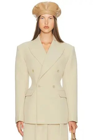 HELSA The Double Breasted Curve Jacket In Very Heavy Crepe