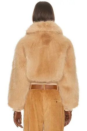 HELSA Faux Fox Bomber Jacket - Bisque